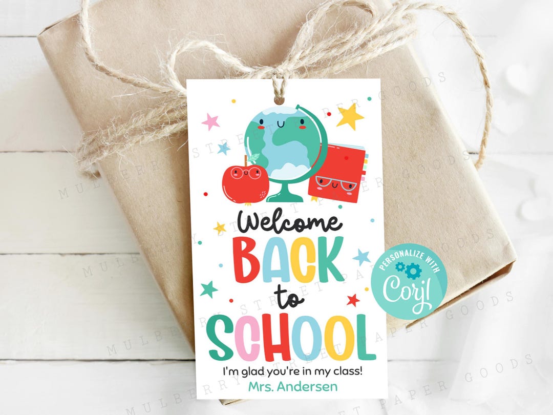 Welcome Back to School Printable Gift Tag, Instant Download First Day ...