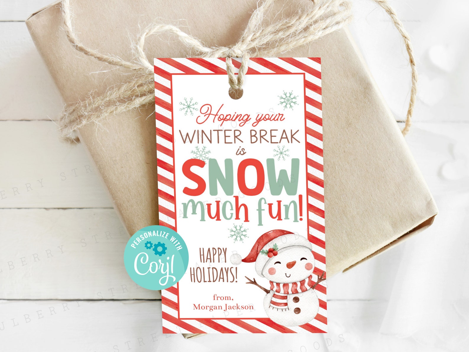 Printable Hoping Your Winter Break is Snow Much Fun Gift Tag, School ...