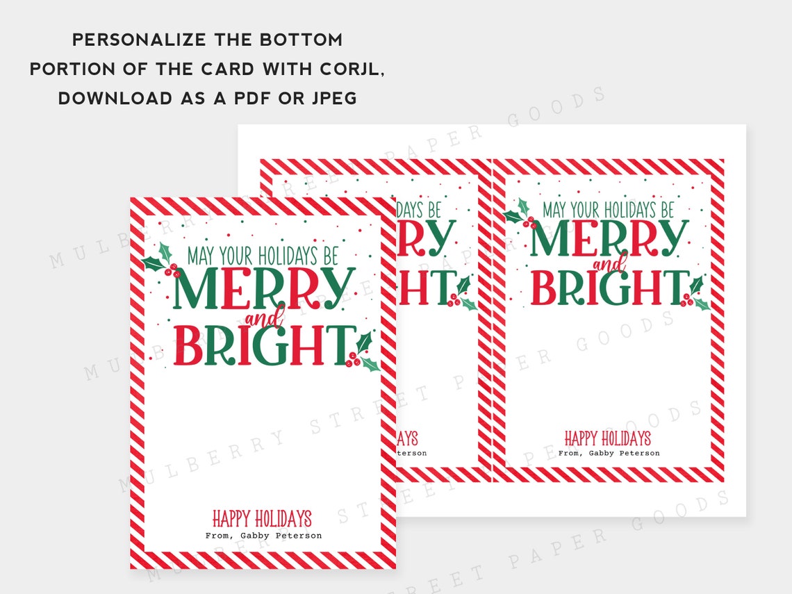Printable May Your Holidays Be Merry & Bright Gift Card Holder, Teacher ...
