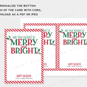 Printable May Your Holidays Be Merry & Bright Gift Card Holder, Teacher ...