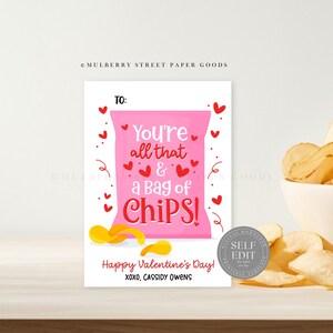 Bag of Chips Valentine Card Canva Template Potato Chips Classroom ...