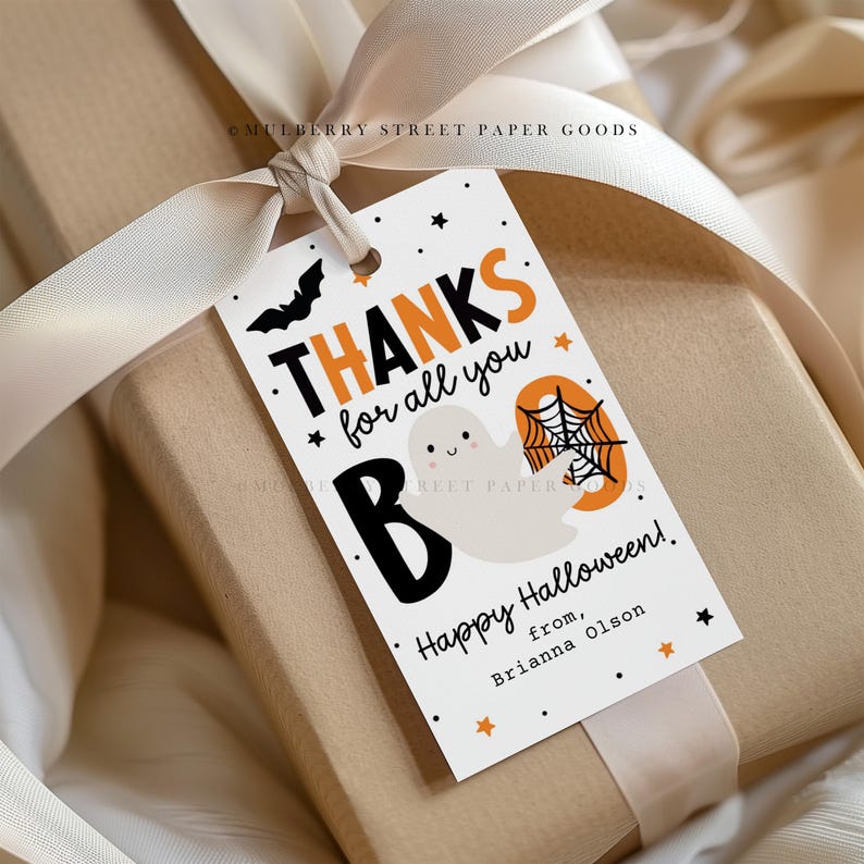 Thanks for All You Boo Halloween Gift Tag Printable Cute Ghost Teacher ...