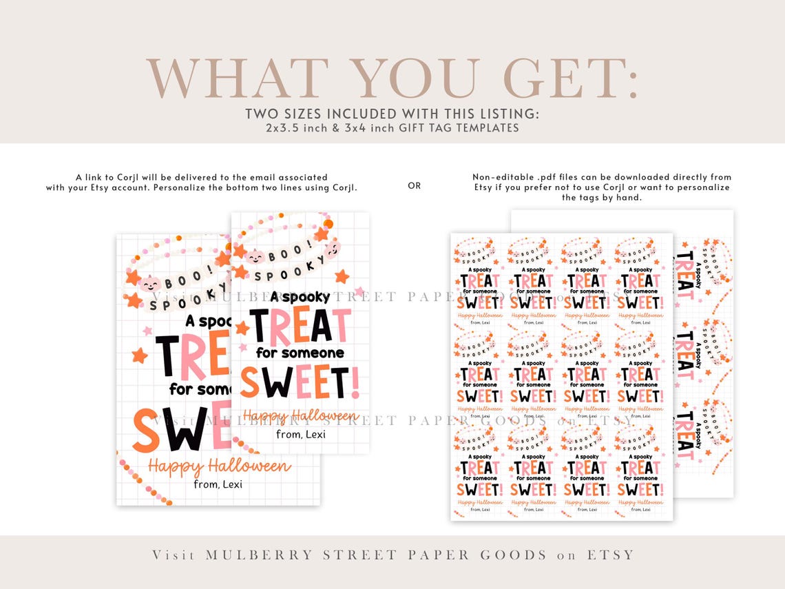 Halloween Printable Gift Tag A Spooky Treat for Someone Sweet ...