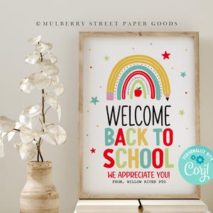 Printable Welcome Back to School Sign, First Day of School Teacher ...