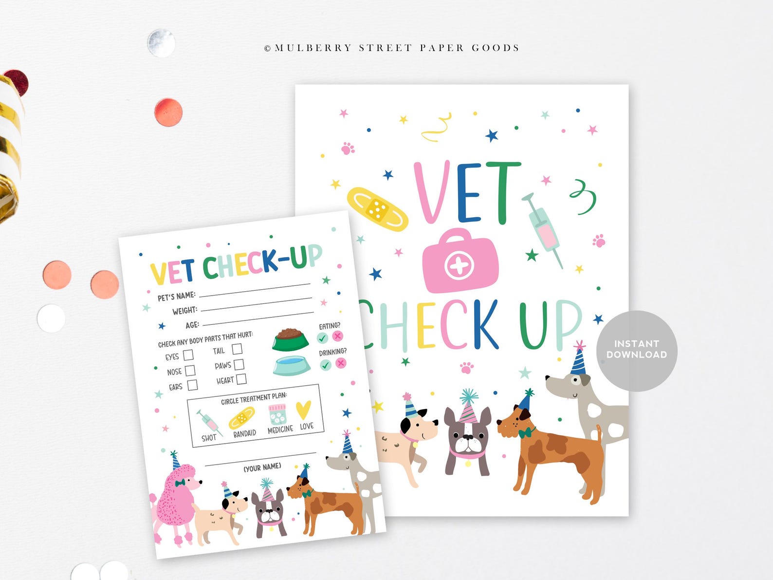 Puppy Party Vet Check up Sign Printable Instant Download Vet Checkup ...
