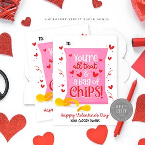 Bag of Chips Valentine Card Canva Template Potato Chips Classroom ...