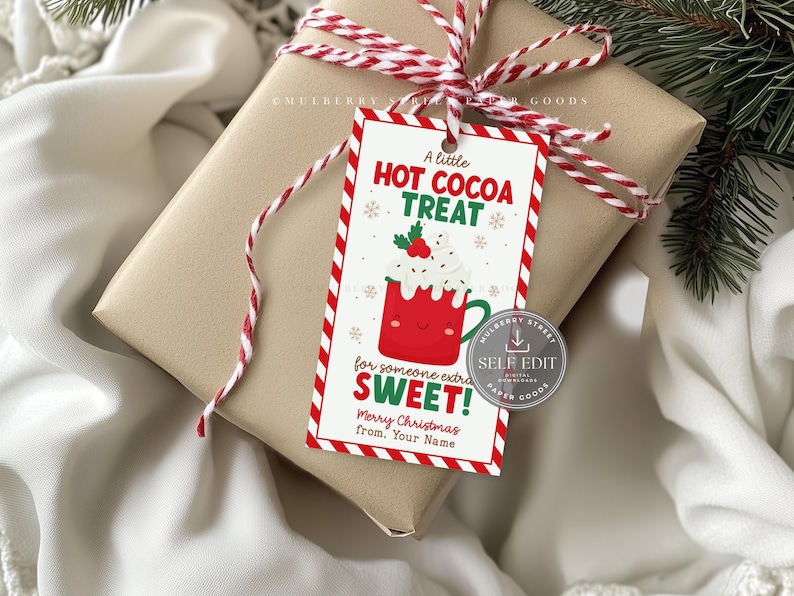 Christmas Hot Chocolate Gift Tag Printable Digital Download Canva ...