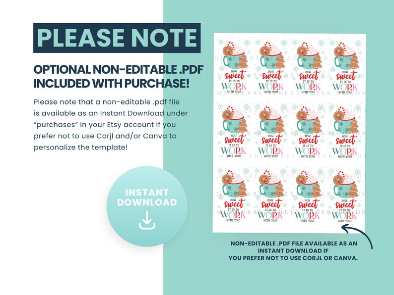 Coworker Christmas Gift Tag Printable Digital Download Canva Template ...