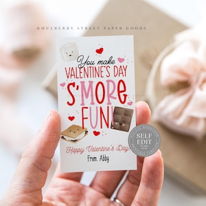 S'mores Valentine Gift Tag Printable Smore Classroom Valentine Digital ...