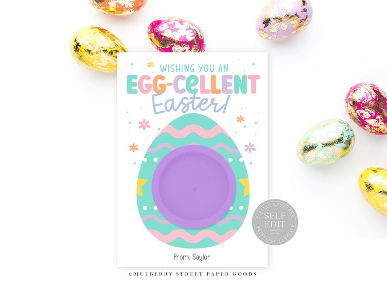 Easter Play Dough Card Holder Printable Doh Easter Canva Template ...