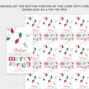 Printable Thank You for Making School so Merry & Bright Gift Tag ...