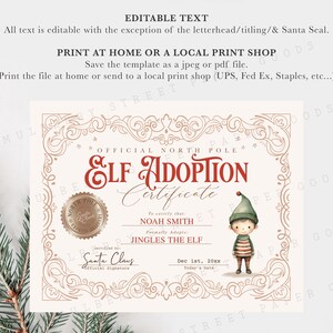 Editable Elf Adoption Certificate Printable, Downloadable Elf Tradition ...