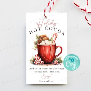 Printable Holiday Hot Cocoa Instructions Tag, Homemade Hot Chocolate ...