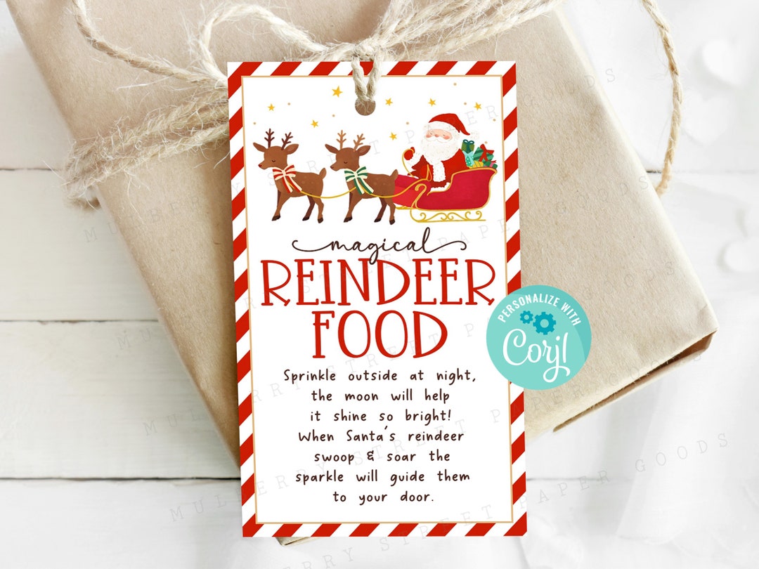 Santa's Magical Reindeer Food Printable Instructions Tag, Editable ...