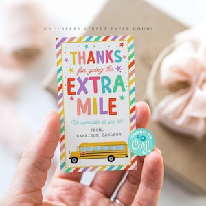 Printable Bus Driver Thank You Gift Tag, Editable Thanks for Going the ...