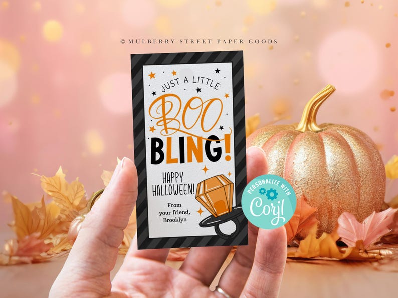 Printable Halloween Ring Pop Gift Tag Just A Little Boo Bling Trick or ...
