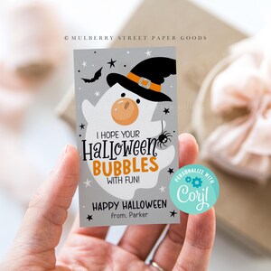 Halloween Bubble Gum Gift Tag Template Cute Ghost Halloween Party ...