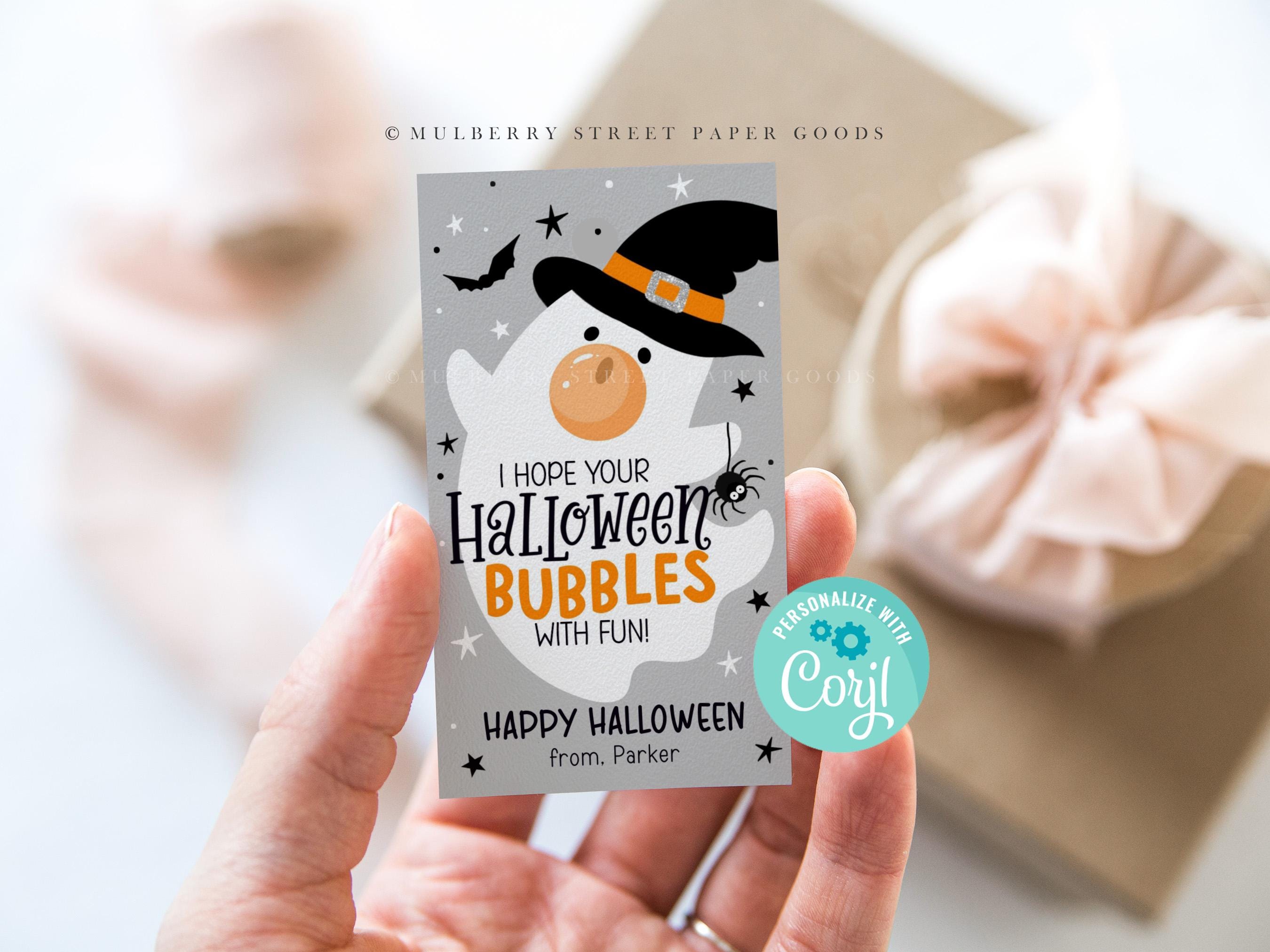 Halloween Bubble Gum Gift Tag Template Cute Ghost Halloween Party ...