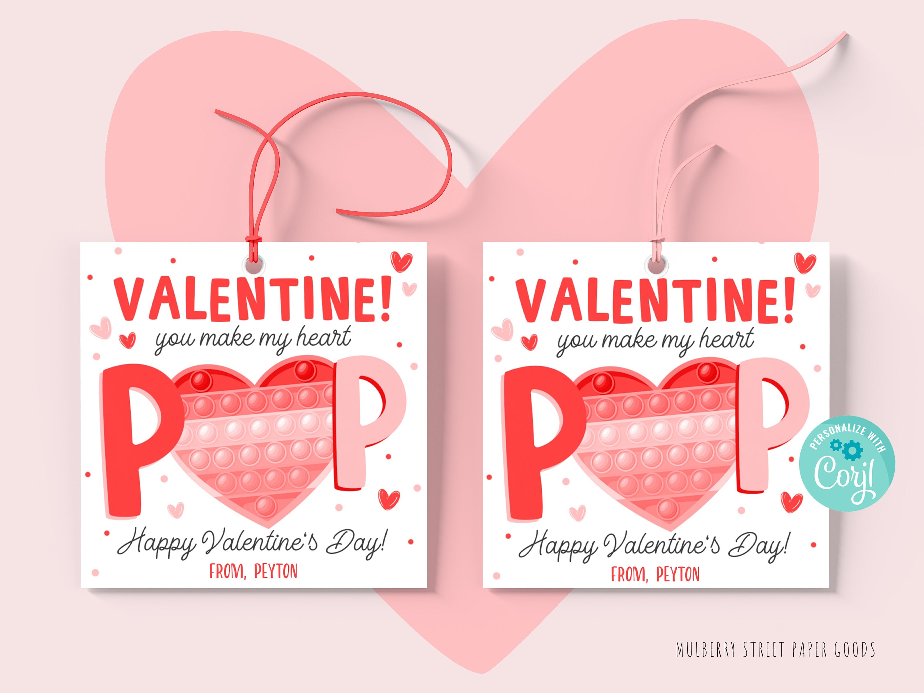 Printable You Make My Heart Pop Valentine Tag Popit/fidget | Etsy