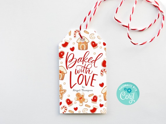 Printable Baked With Love Gift Tag Editable Gift Tag | Etsy