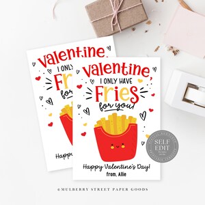 French Fries Valentine Card Canva Template Fries Classroom Valentine ...