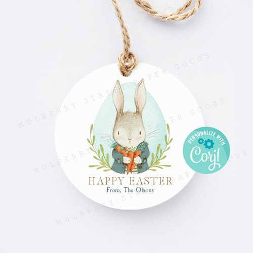 Printable Happy Easter Bunny Gift Tag Instant Download Easter - Etsy