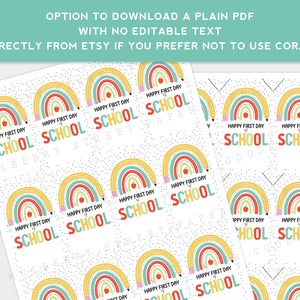 Happy First Day of School Printable Gift Tag Personalize With Corjl ...