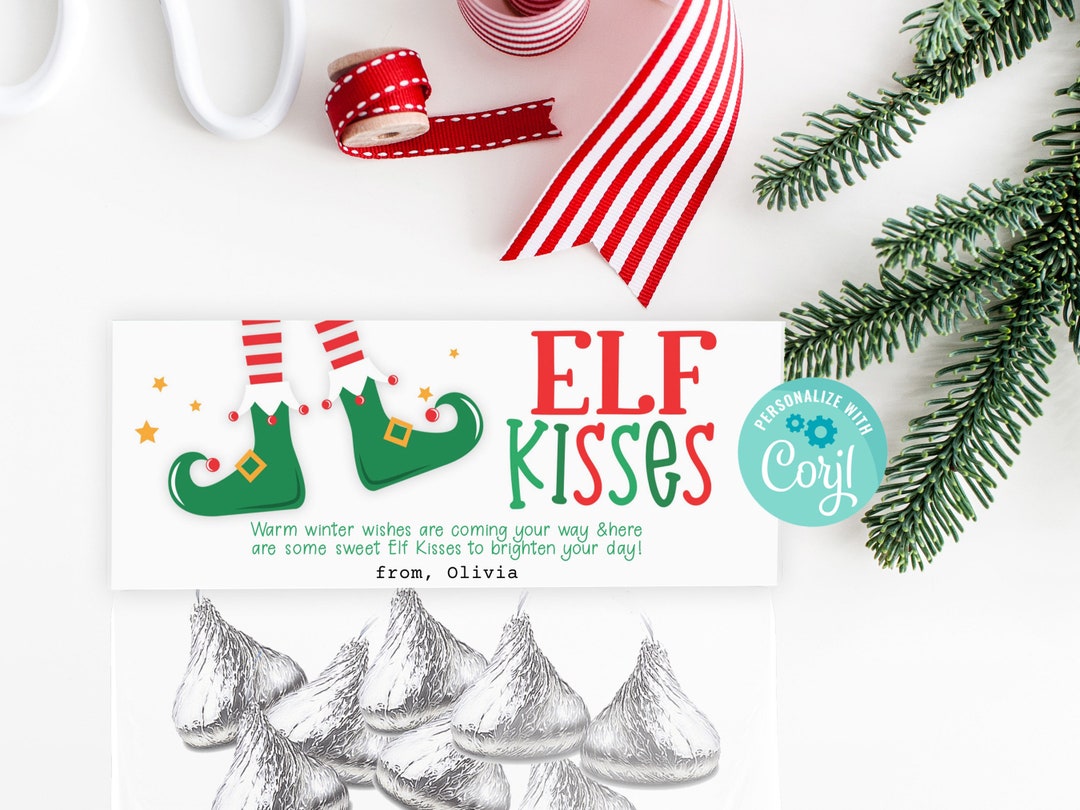 Elf Kisses Bag Topper Printable, Christmas Gift Bag Topper ...