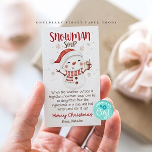 Snowman Soup Gift Tag Digital Download Christmas Hot Cocoa Gift Tag ...