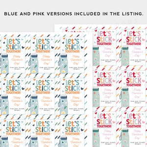 Printable Valentine's Day Classroom Exchange Card, Let's Stick Together ...