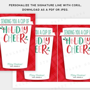 Printable Sending You a Cup of Cheer Gift Card Holder, Christmas Coffee ...