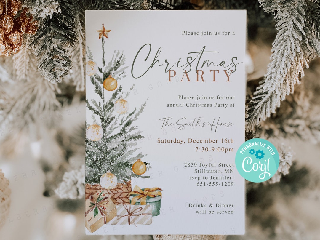Editable Christmas Party Invite, Holiday Party Invitation, Christmas ...
