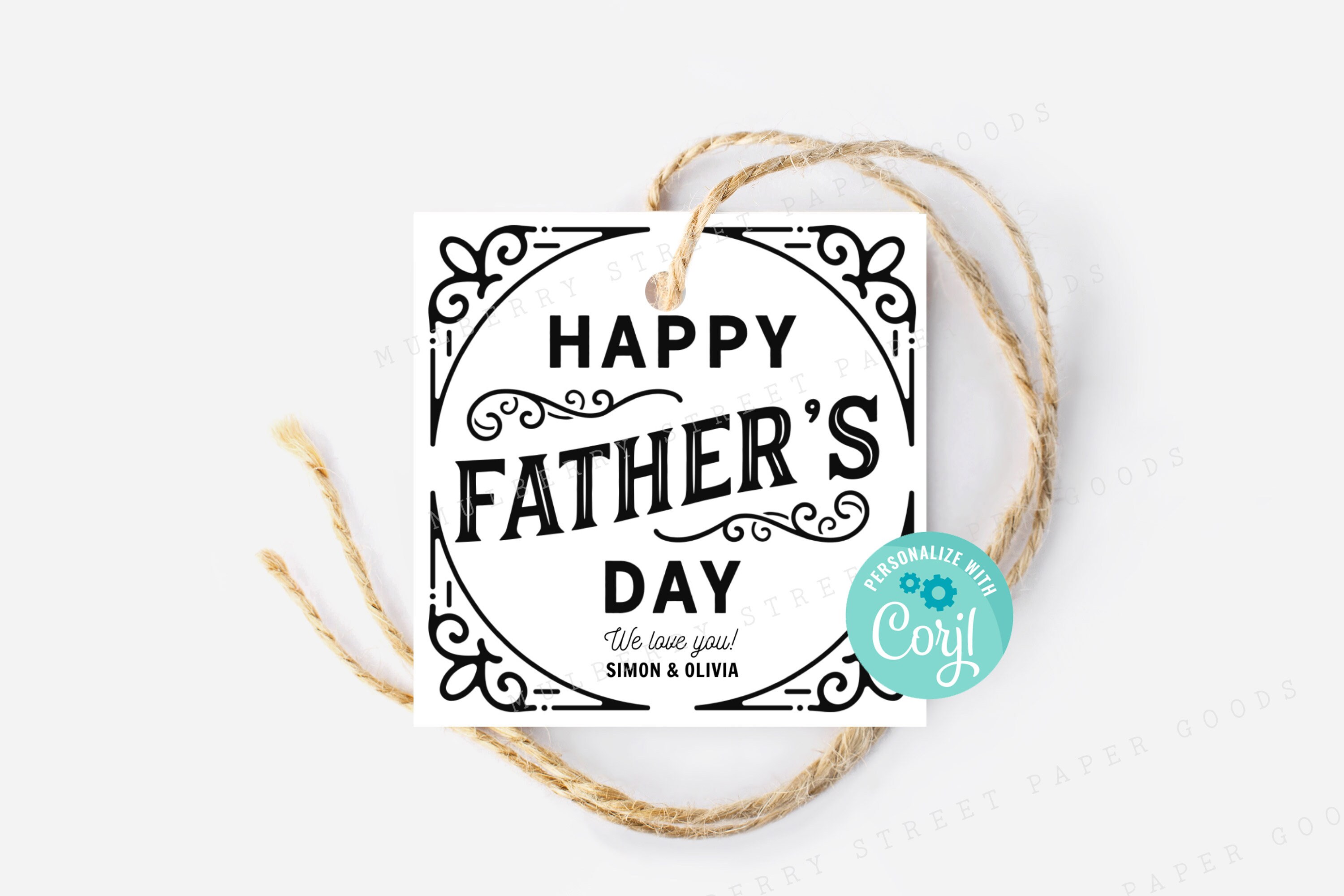 Printable Happy Father's Day Gift Tag, Vintage Inspired Father's Day ...