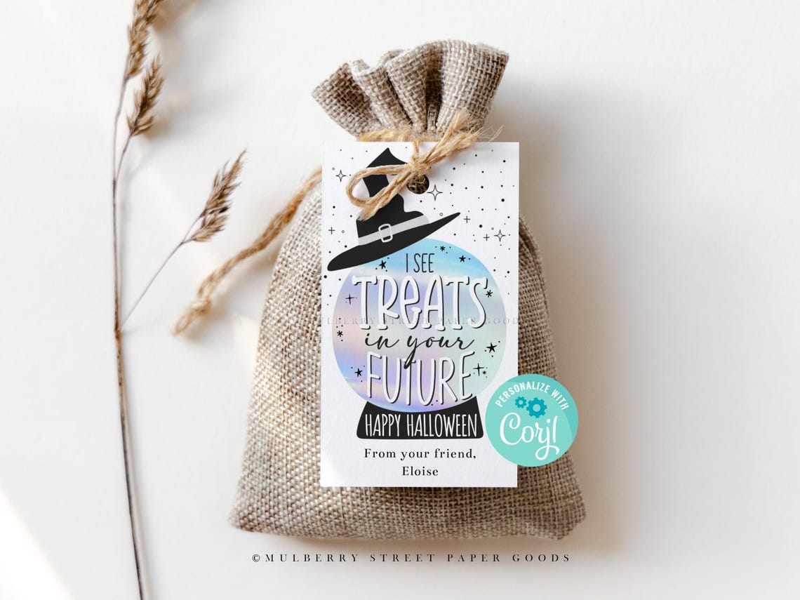 Printable I See Treats in Your Future Crystal Ball Halloween Party Gift ...