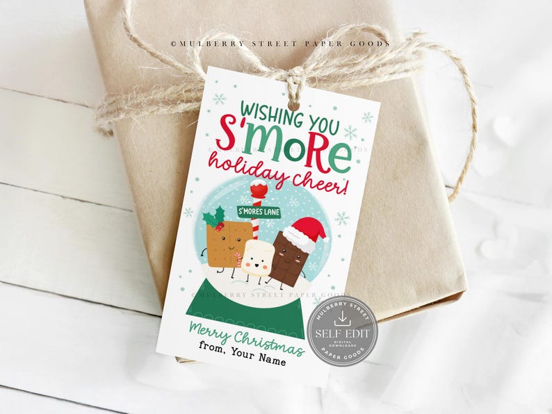 Christmas S'mores Gift Tag Printable Digital Download Holiday Treat ...