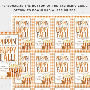 Fall Popcorn Gift Tag Template Printable Just Poppin by Happy Fall ...