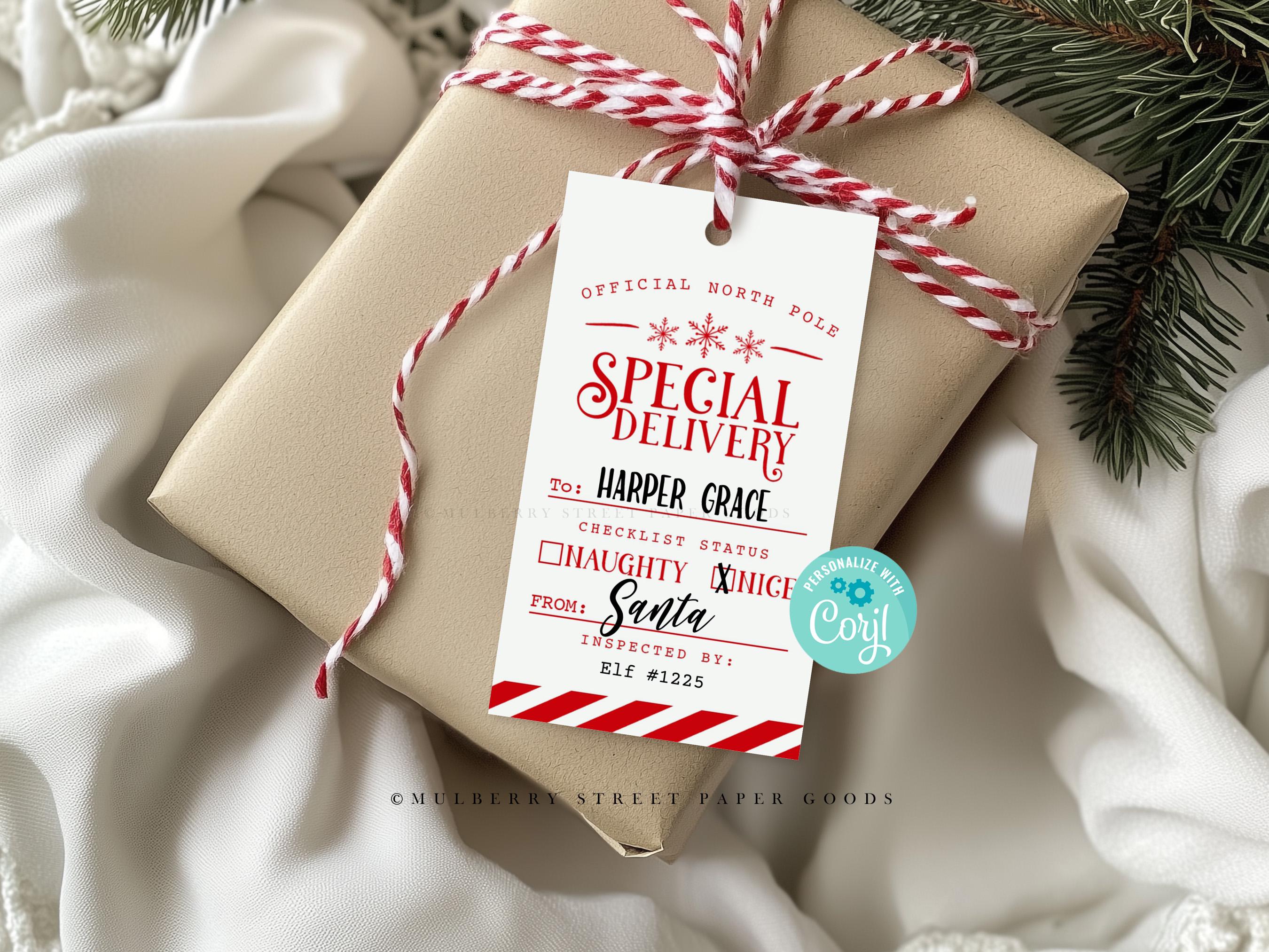 Personalized Santa Christmas Gift Tag Digital Download Editable Gift ...