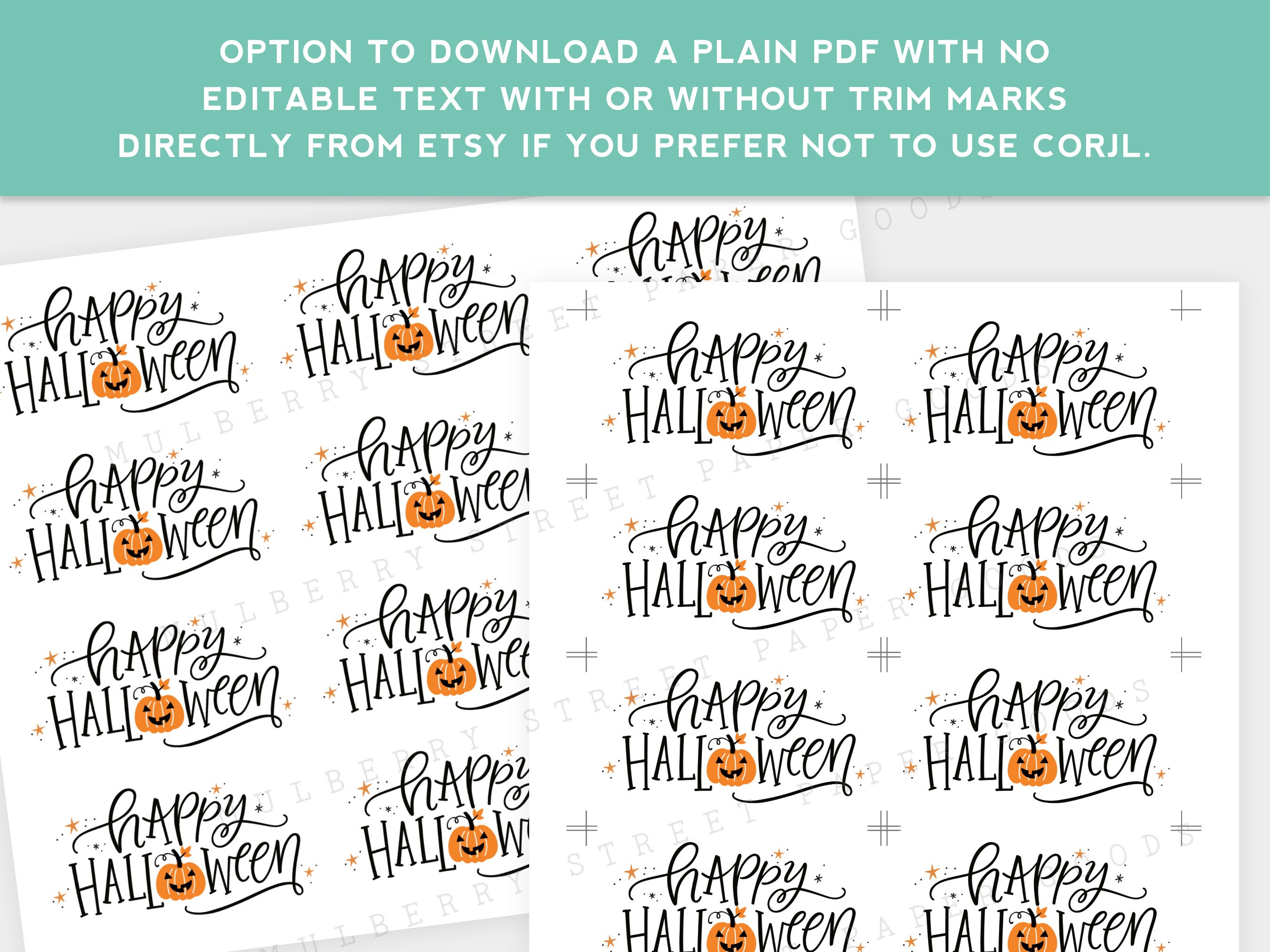 Printable Happy Halloween Gift Tag Trick or Treat Favor Bag - Etsy