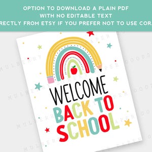 Printable Welcome Back to School Sign, First Day of School Teacher ...