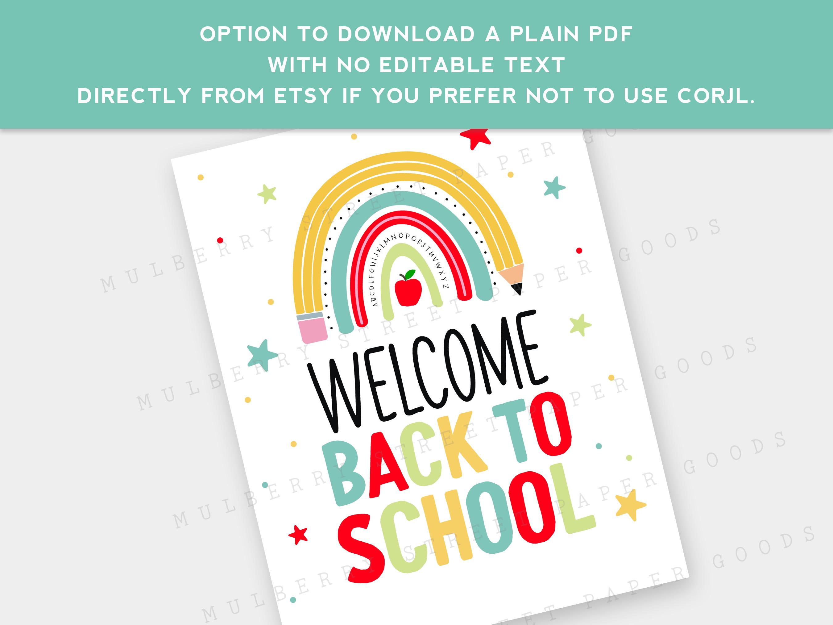 Printable Welcome Back to School Sign, First Day of School Teacher ...