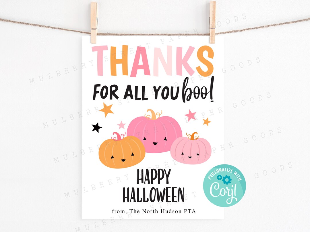Printable Thanks for All You Boo 8.5x11" Table Sign, Teacher, Nurse ...