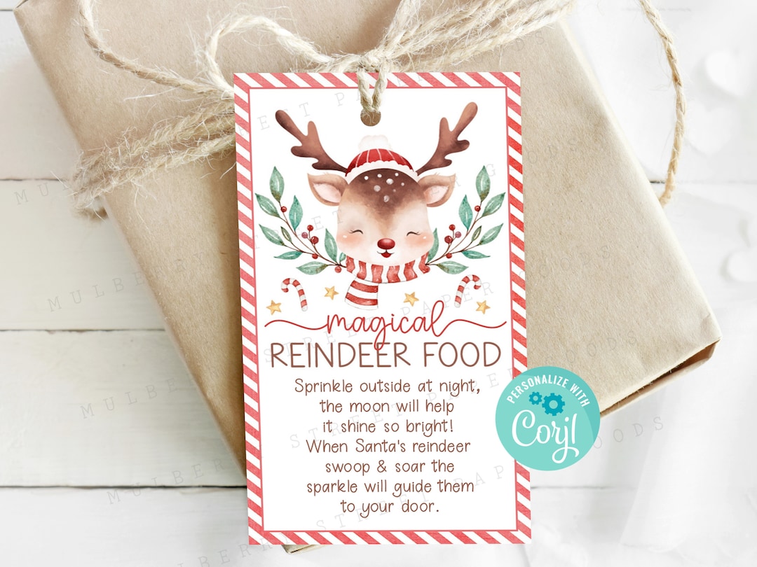 Instant Download Magical Reindeer Food Tag, Christmas Eve Tradition ...
