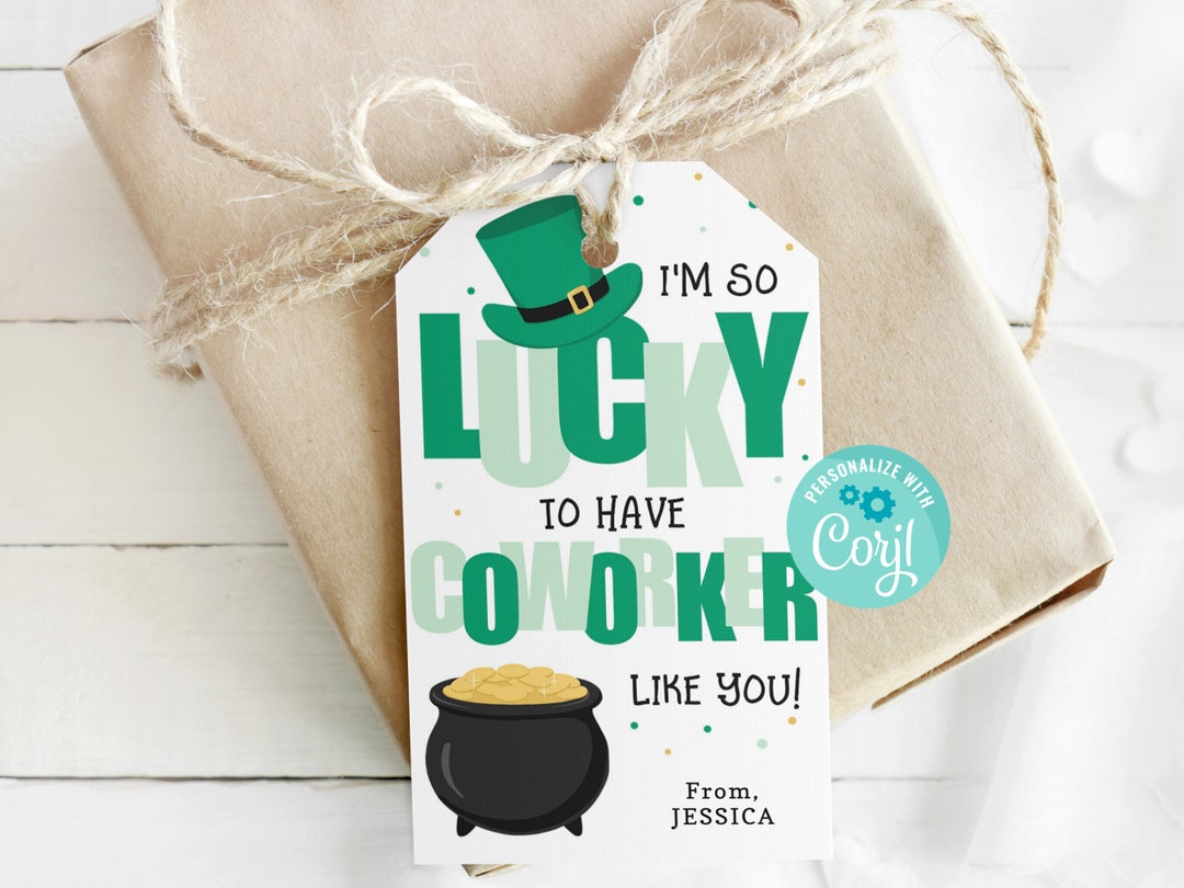 Printable St Patrick's Day Coworker Gift Tag, Instant Download Coworker ...