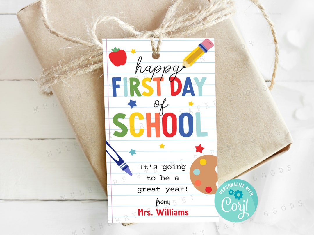 Happy First Day of School Printable Gift Tag, Welcome Back to School ...