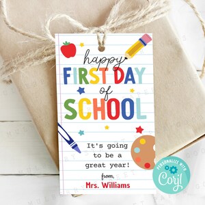 Happy First Day of School Printable Gift Tag, Welcome Back to School ...
