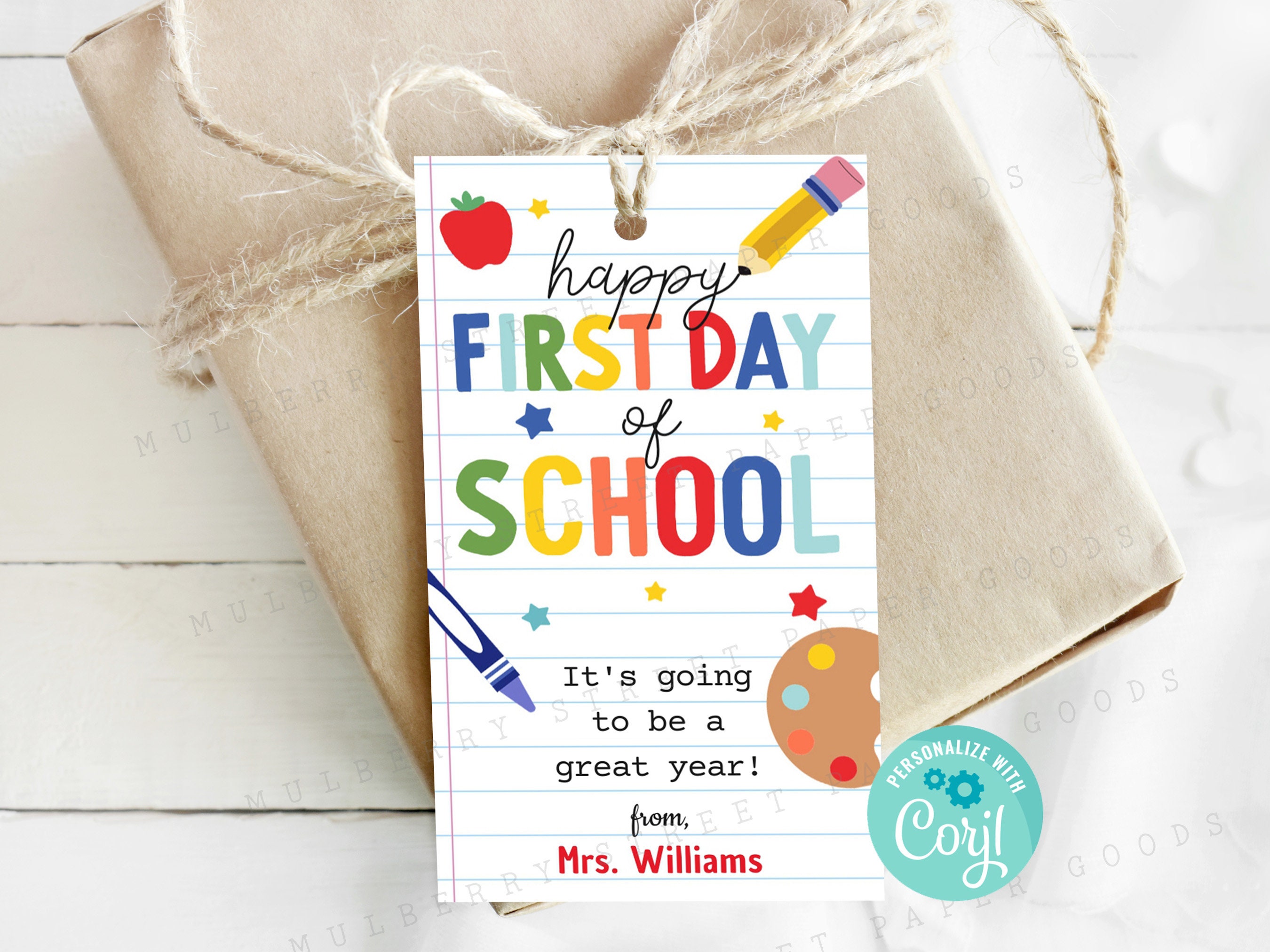 Happy First Day of School Printable Gift Tag, Welcome Back to School ...