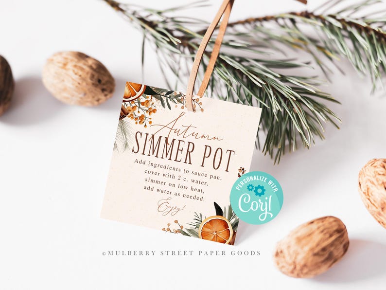 Editable Autumn Simmer Pot Git Tag Fall Simmering Potpourri Gift Tag ...