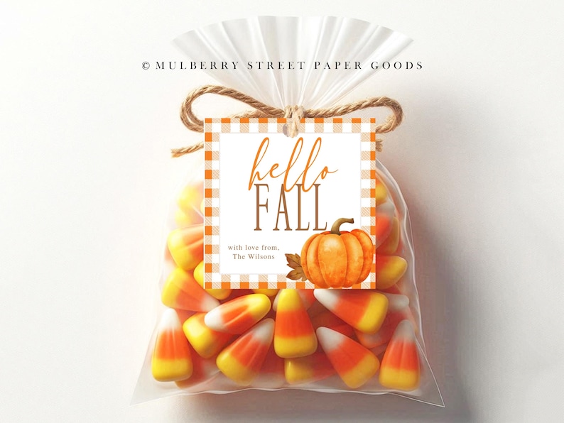 Editable Hello Fall Gift Tag Printable Autumn Pumpkin Tag Teacher Staff ...