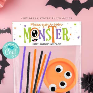 Halloween Make Your Own Monster Bag Topper Halloween Party Favor Build ...