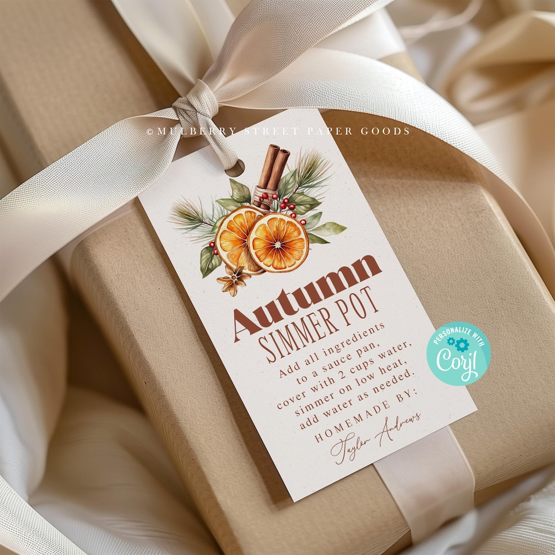 Autumn Simmer Pot Gift Tag Homemade Fall Simmering Potpourri Printable ...
